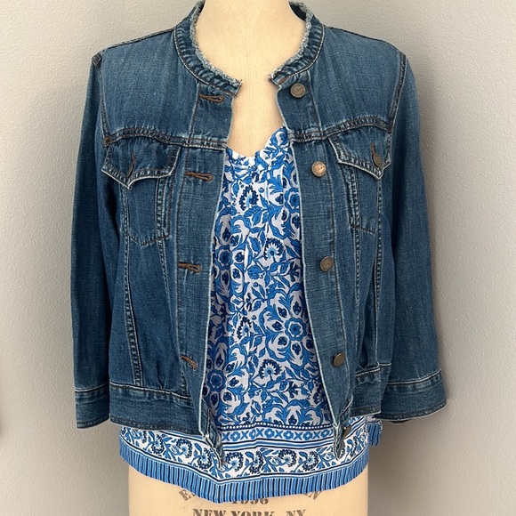 LOFT | Jackets & Coats | Loft Collarless Denim Jacket | Poshmark